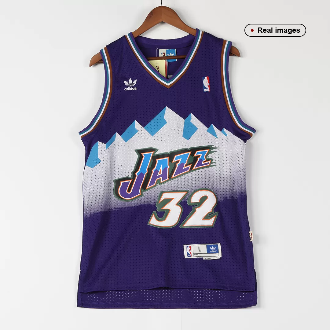 Men's Utah Jazz Karl Malone #32 Purple Hardwood Classics Swingman ...