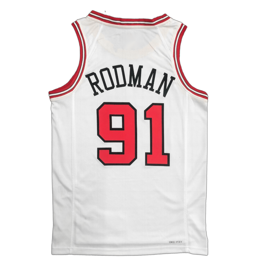 Men's Chicago Bulls Dennis Rodman #91 White 2021/22 Diamond Swingman ...