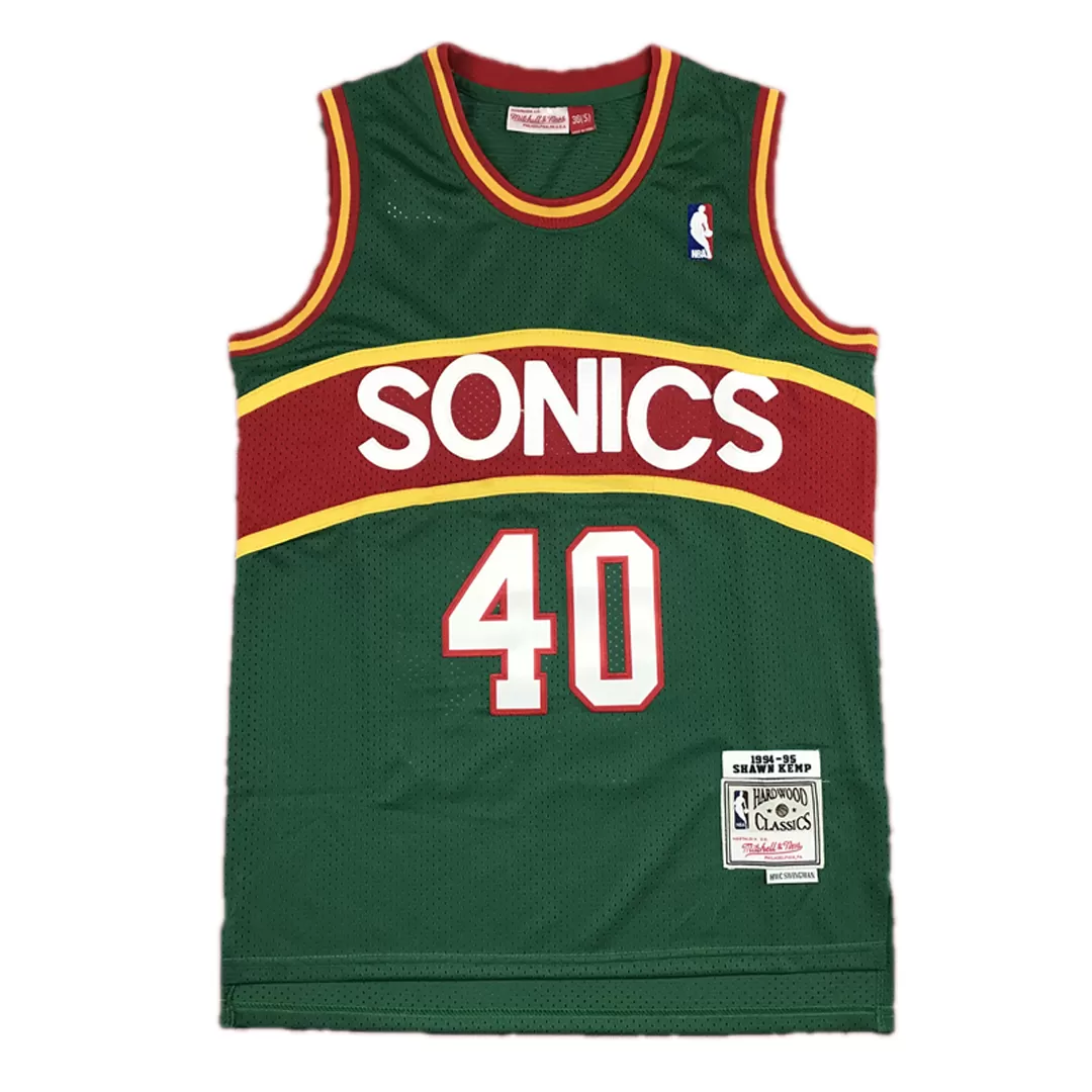 Men's Seattle SuperSonics Shawn Kemp #40 Green Hardwood Classics Jersey ...